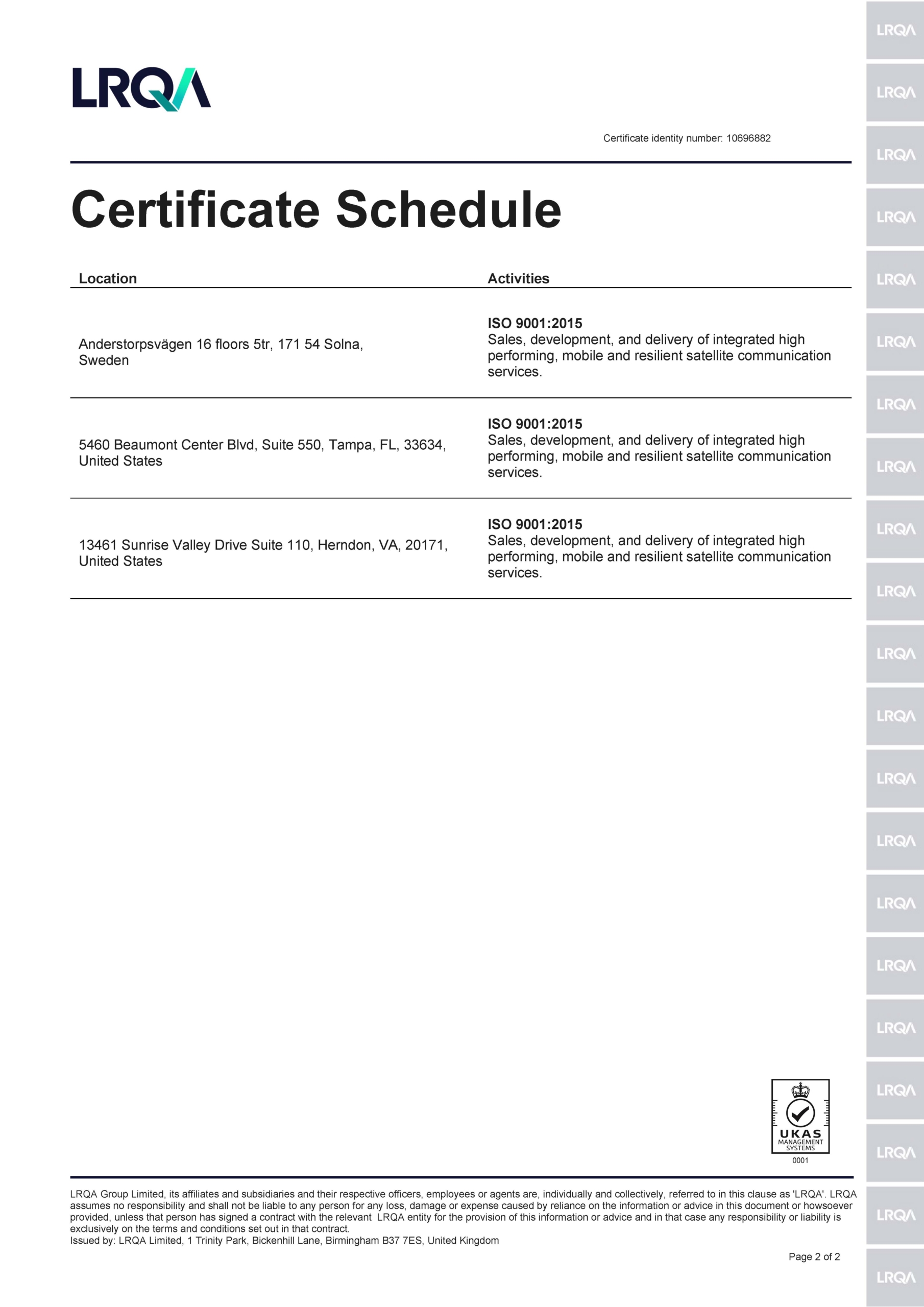ISO 9001:2015 Certification – Ovzon
